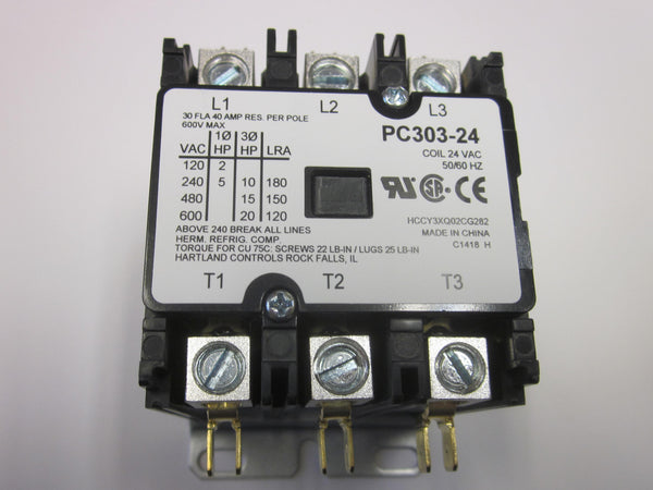 PC303-24 - Power & Controls Definite Purpose Contactor 30A, 3 Pole, 24